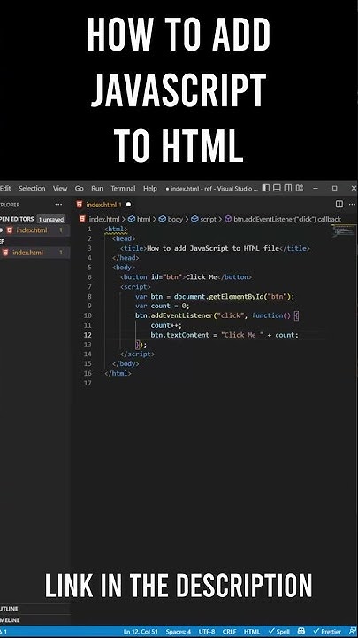 Add JavaScript to an HTML file - JavaScript Tutorial for Beginners 2022 - YouTube