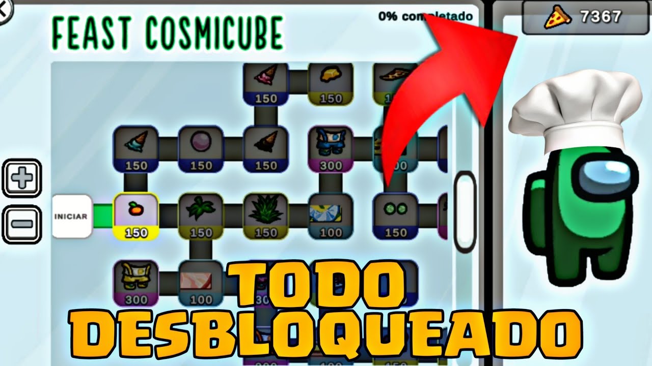 🤑🍕 DESBLOQUEO TODO el FEAST COSMICUBE en AMONG US - YouTube