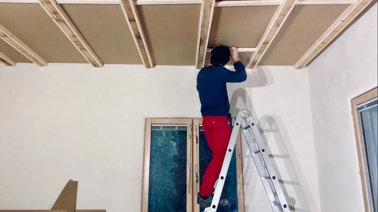 Renovation: ceiling closed. Insulation done! - YouTube