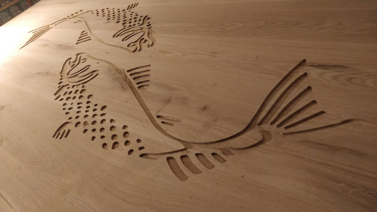 Oak Table inlay made with a cnc router. - YouTube