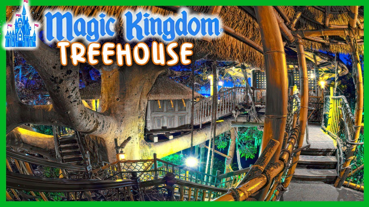[4k] SWISS FAMILY TREEHOUSE night walk-thru | Magic Kingdom Florida ...