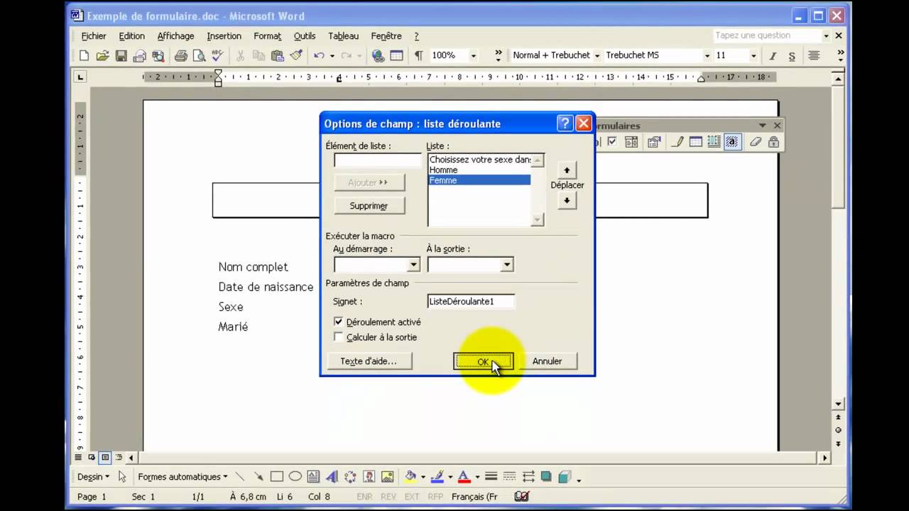 Comment créer des formulaires sous Word - YouTube