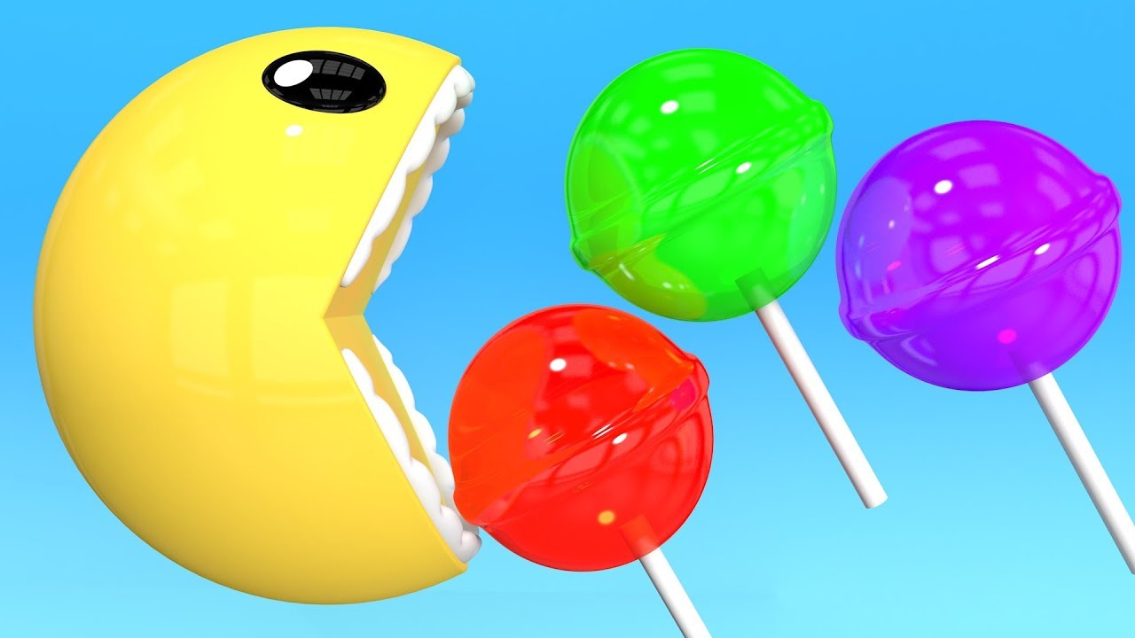 Learning Colors with 3D Pacman Lollipop for Kids Children | Learn ...