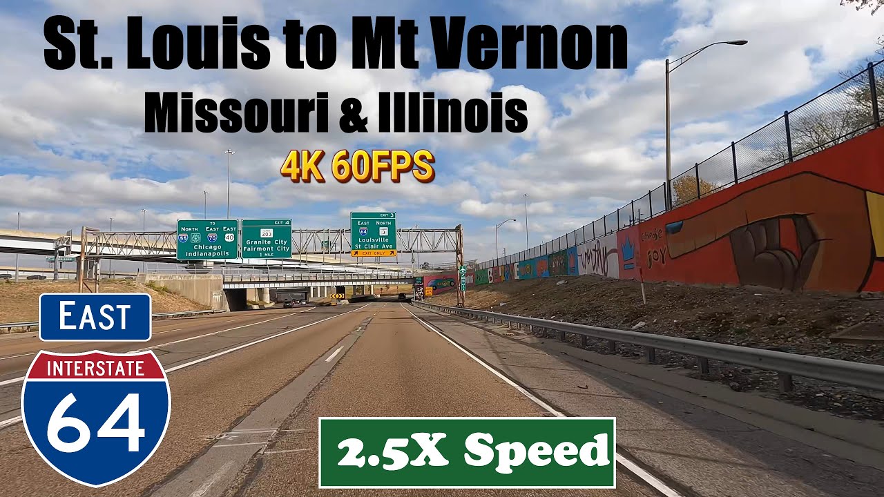 4K Drive: St. Louis to Mt Vernon. Missouri & Illinois. I 64 East ...