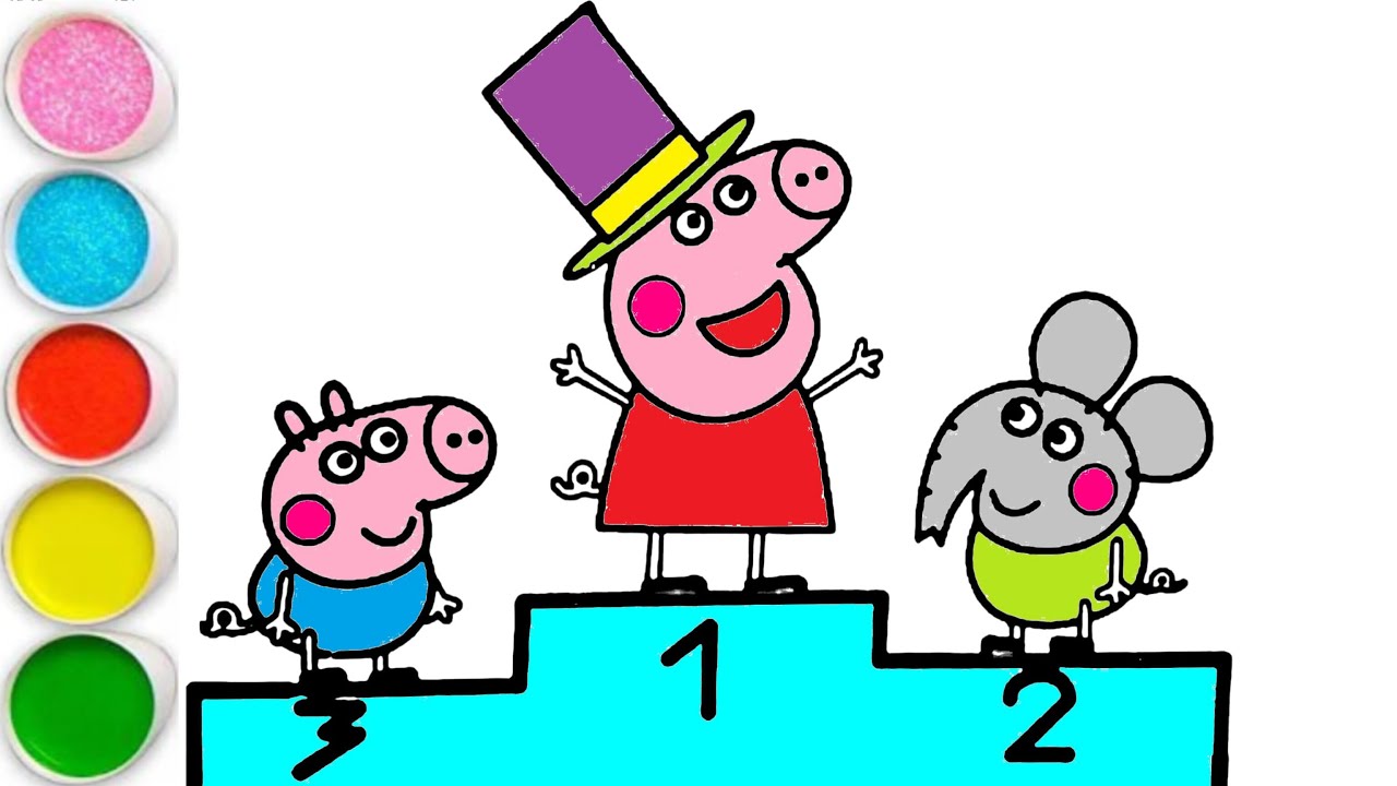 How to Peppa Pig is Winner Drawing Easy Peppa Pig Drawing | Painting ...