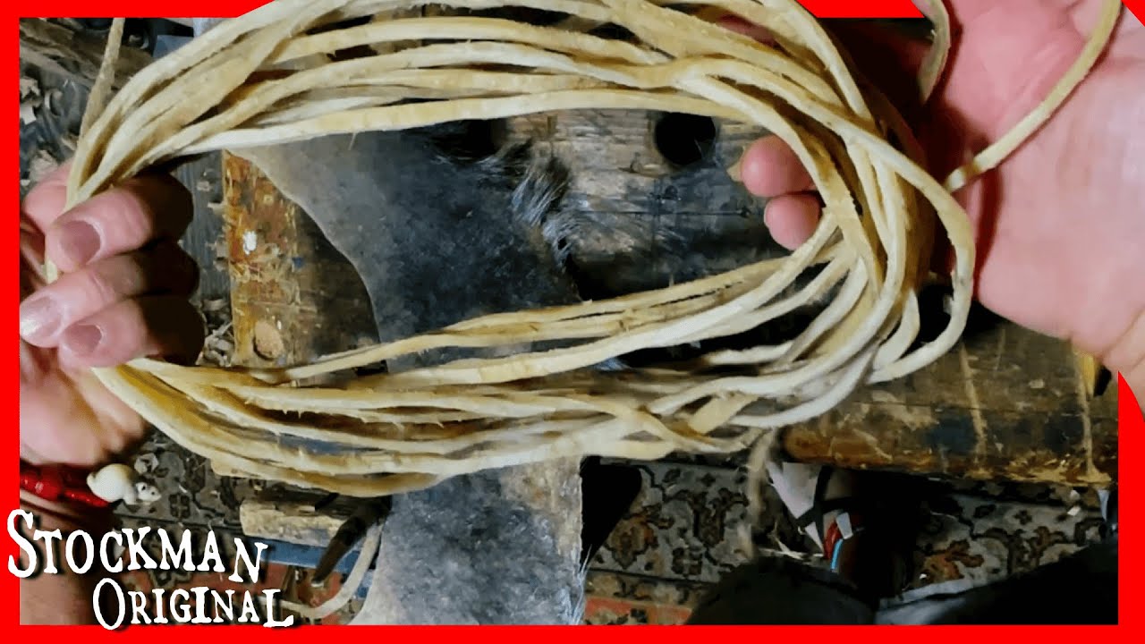 Cutting Rawhide Strips from Moose Hide - YouTube