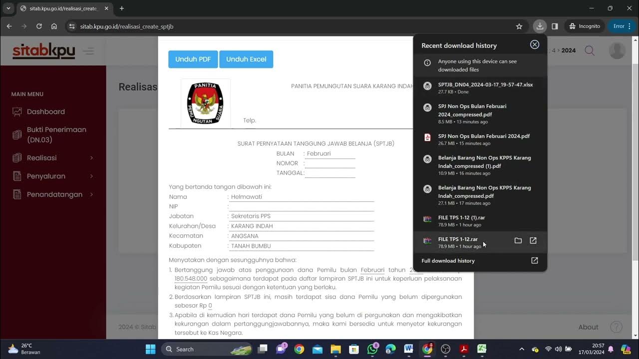 Penginputan Realisasi KPPS dalam Aplikasi SITAB KPU - YouTube