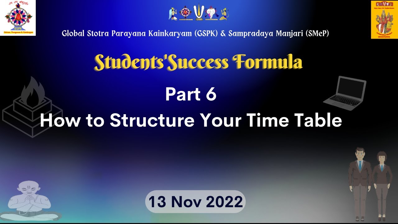 Students Success Formula Part 6 - How to Structure Your Time Table ...