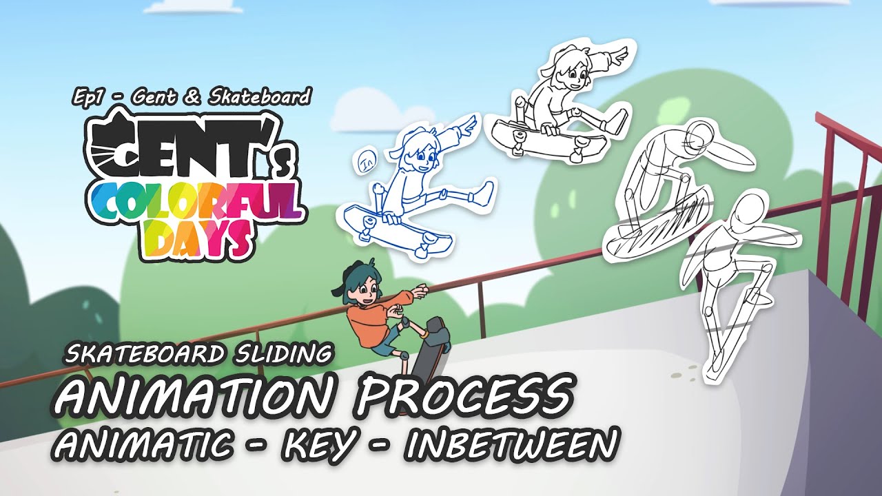 KEY - INBETWEEN - Animation Process - Skateboard Sliding Scene - GENT'S ...