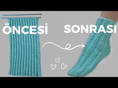 Örgü Çorap Yapımı / İki Şişle  Örgü Patik Çorap / Easy Knitting Socks for beginner