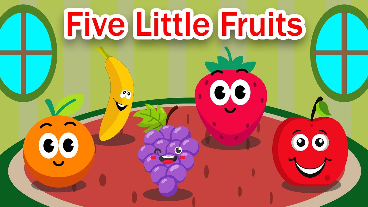 Five Little Fruits Jumping On the Bed | Five little fruits | Nursery ...
