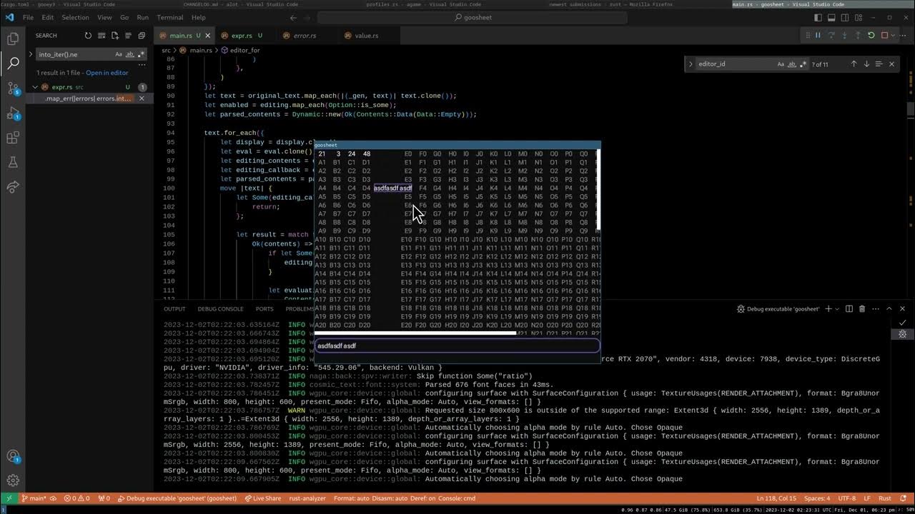 Gooey Devlog #4: A GUI Rust Spreadsheet built in a day - YouTube