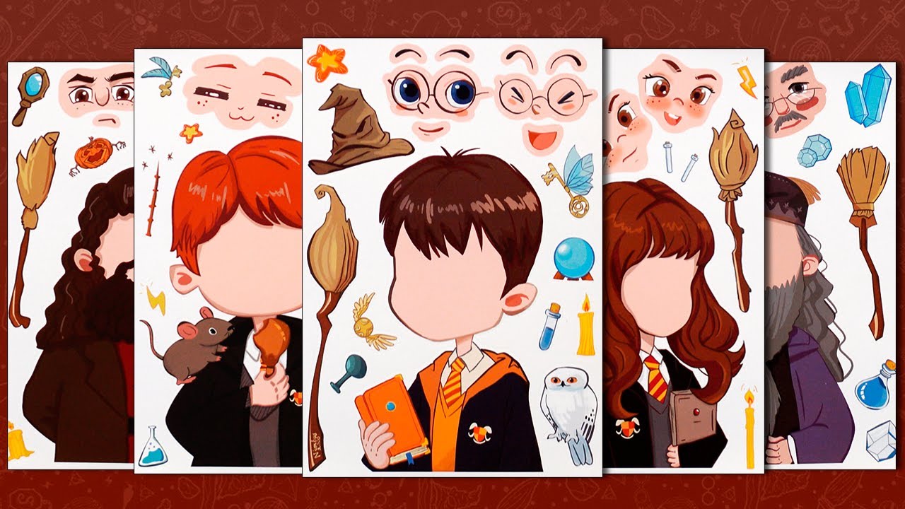 HARRY POTTER CUTE CARTOON STICKER BOOK MAKEOVER | Ron, Hermione ...