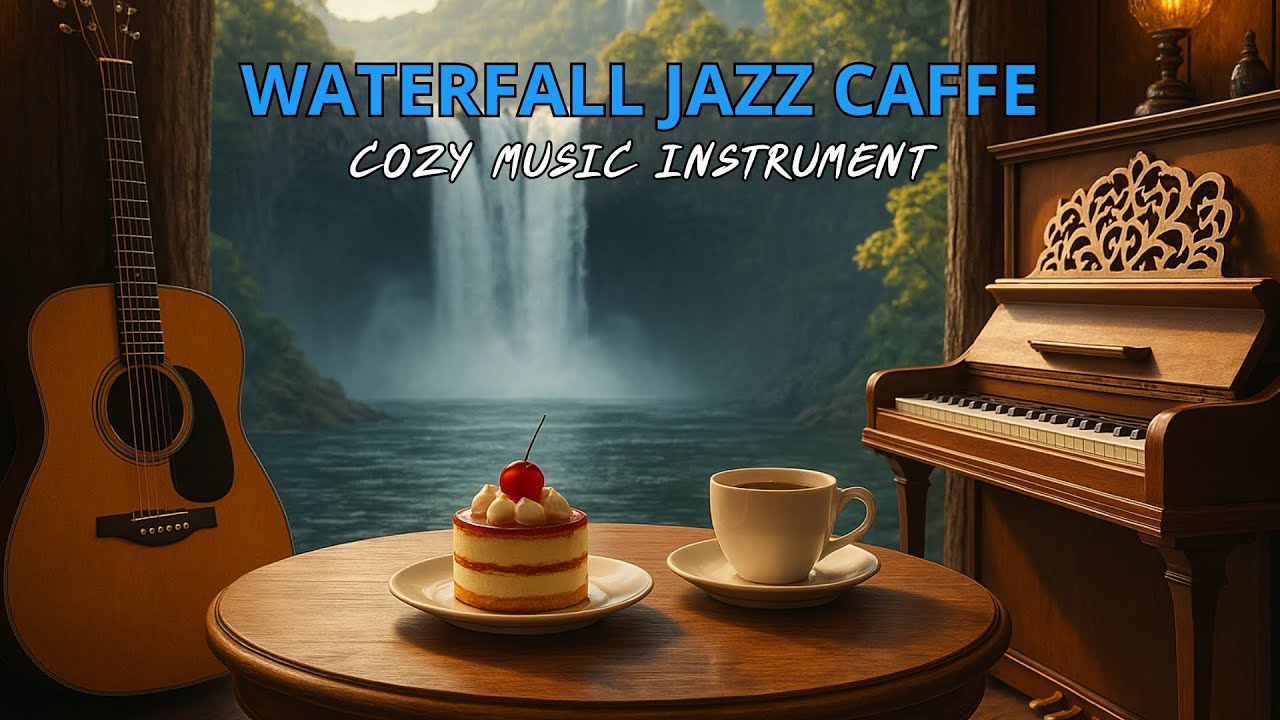 Peaceful Cafe Jazz | Cozy Indoor Waterfall Coffee Shop Ambience With ...