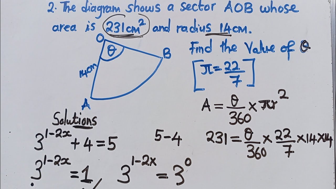 Find Angle given Area of a Sector and Equations of Indices 2025 - YouTube