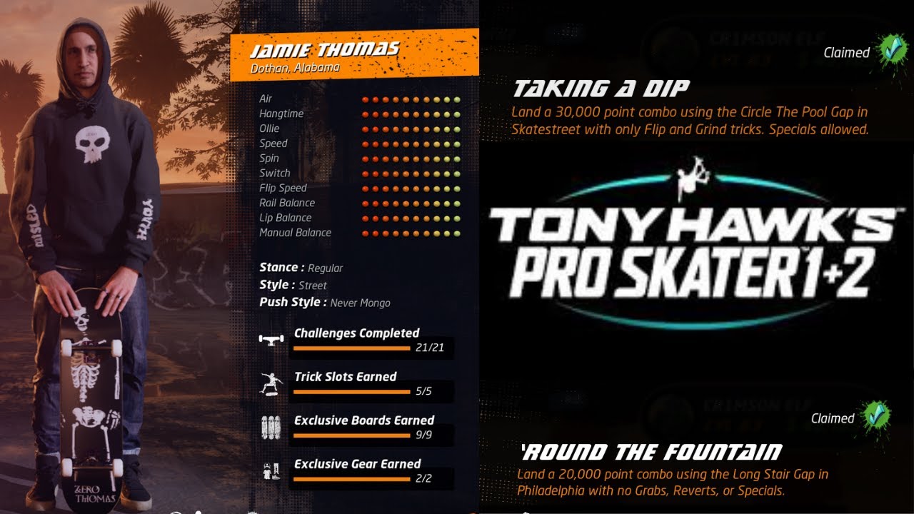 THPS 1+2 Jamie Thomas challenge Specific Locations - YouTube