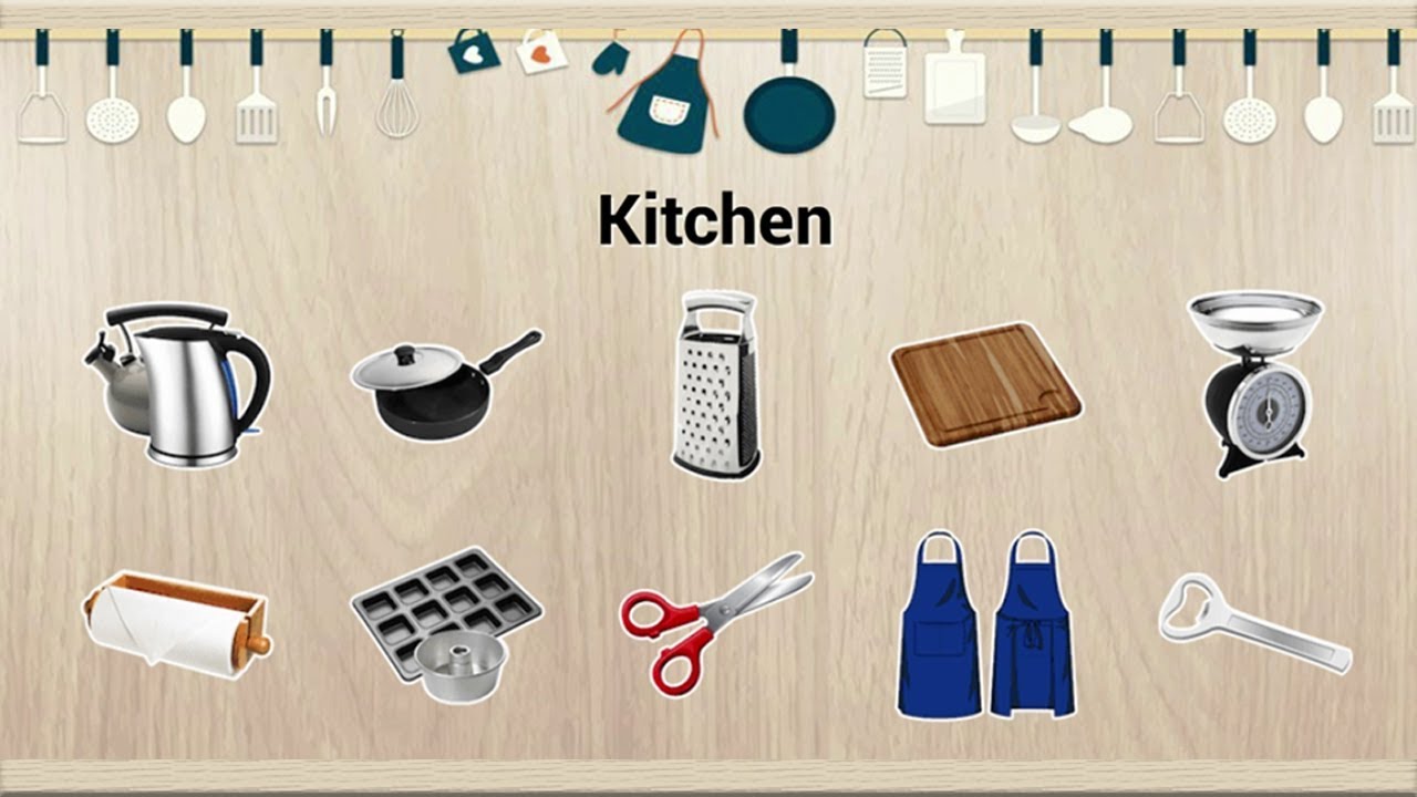 Kids Learn Kitchen Items Names with Puzzle Game - Educational Video for ...