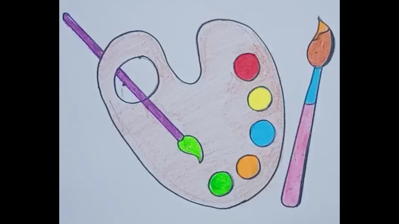How to Draw Paint Palette | Art Supplies Drawing for Kids | Drawing ...