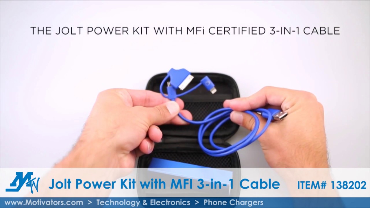 Phone Chargers - Leeds Jolt Power Kit w/MFI 3-in-1 Cable | Video Demo ...