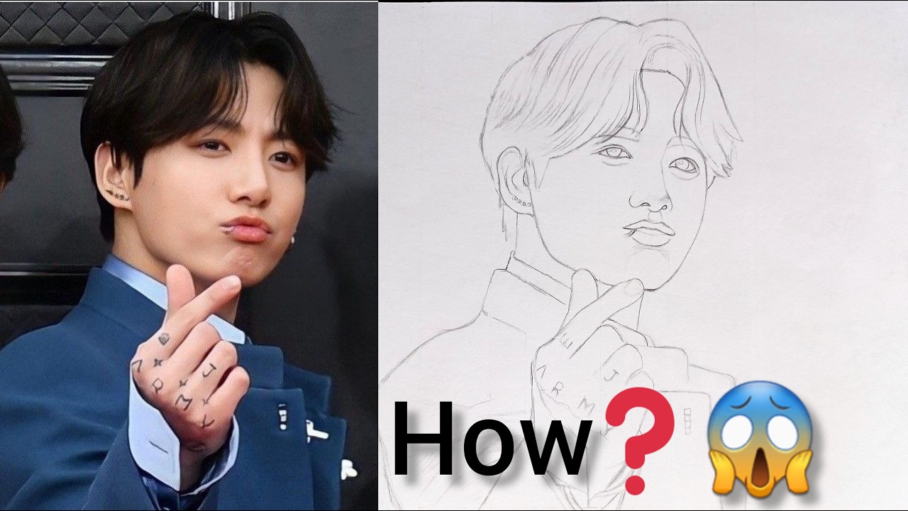 Easy way to Draw Bts Jungkook // Outline Tutorial Step by Step // bts ...