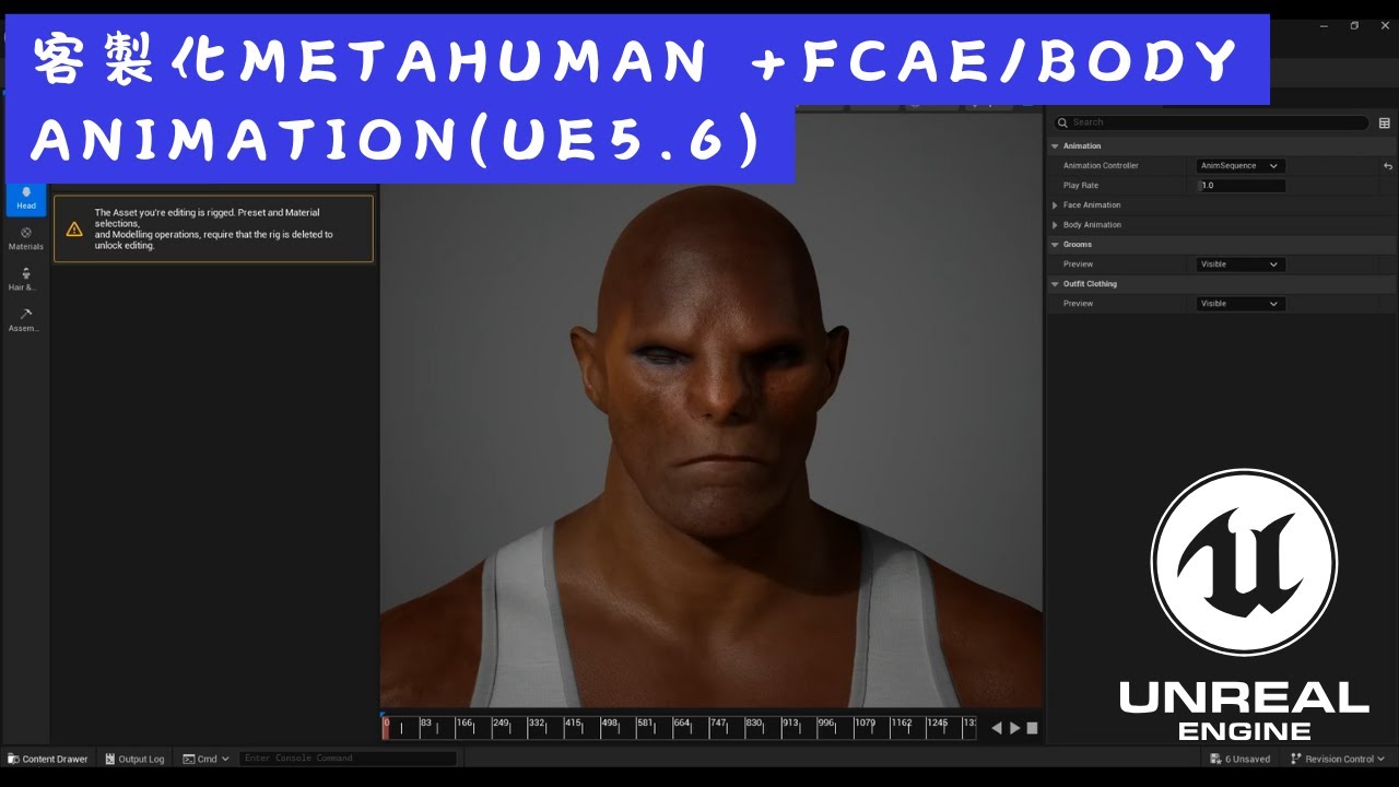 【MetaHuman】客製化MetaHUMAN + Face/Body Animation(UE5.6) - YouTube