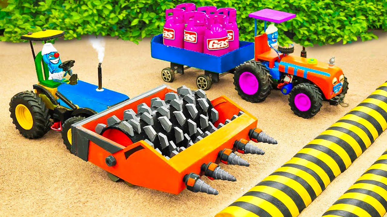 Diy mini bulldozer and road roller for making concrete roads ...