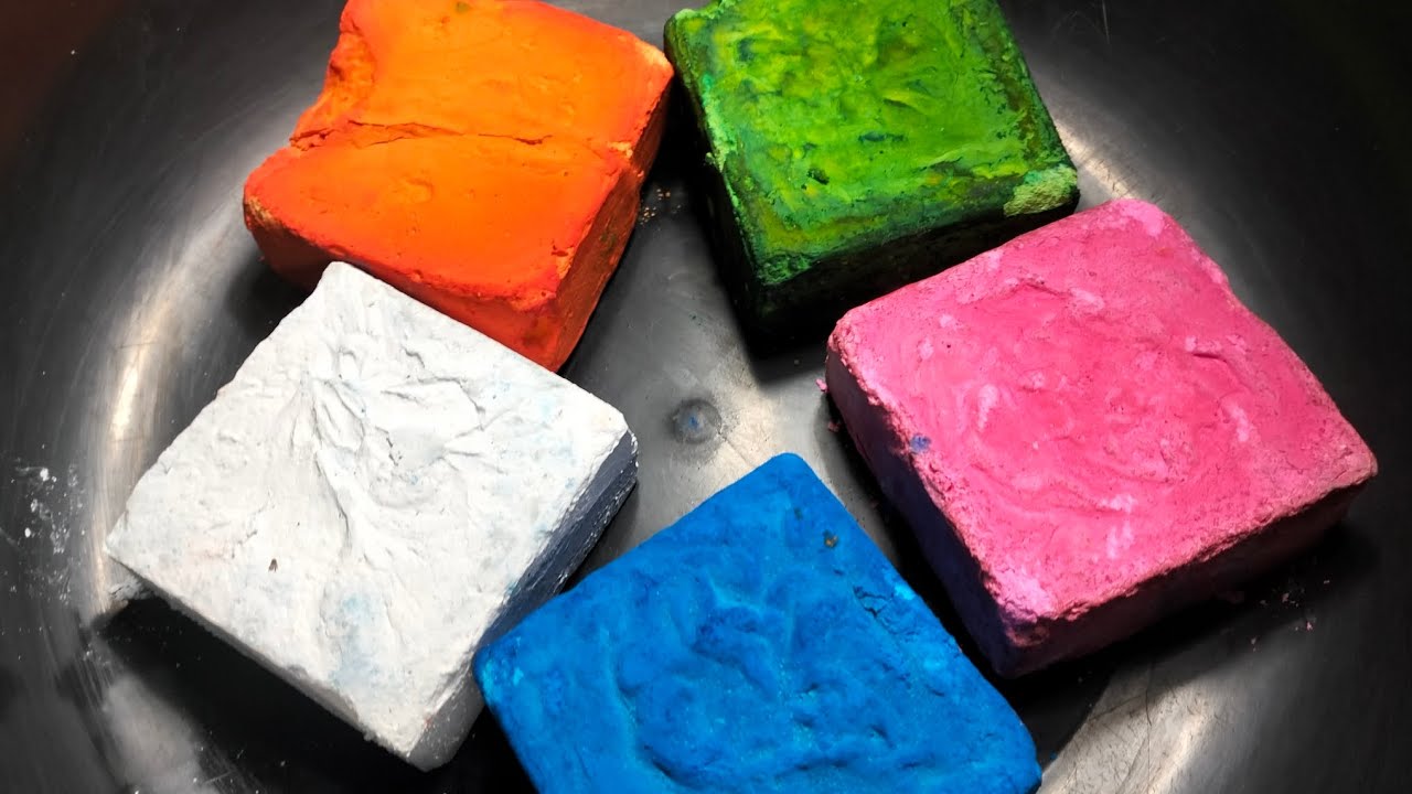 dyed calcium carbonate chalk blocks | ASMR crushing satisfaction - YouTube
