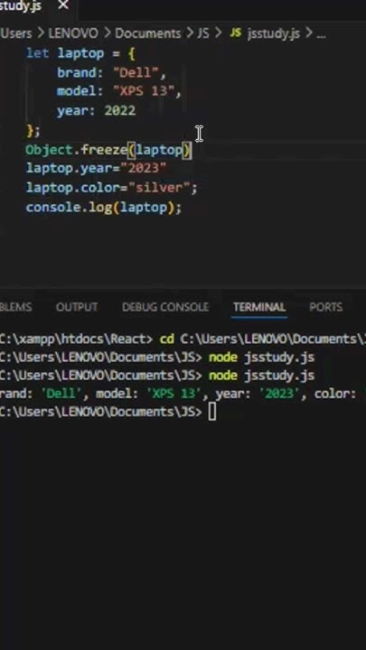 Freeze Objects in JavaScript #javascript #javascripttutorial #interviewtips #shorts #ytshort ...