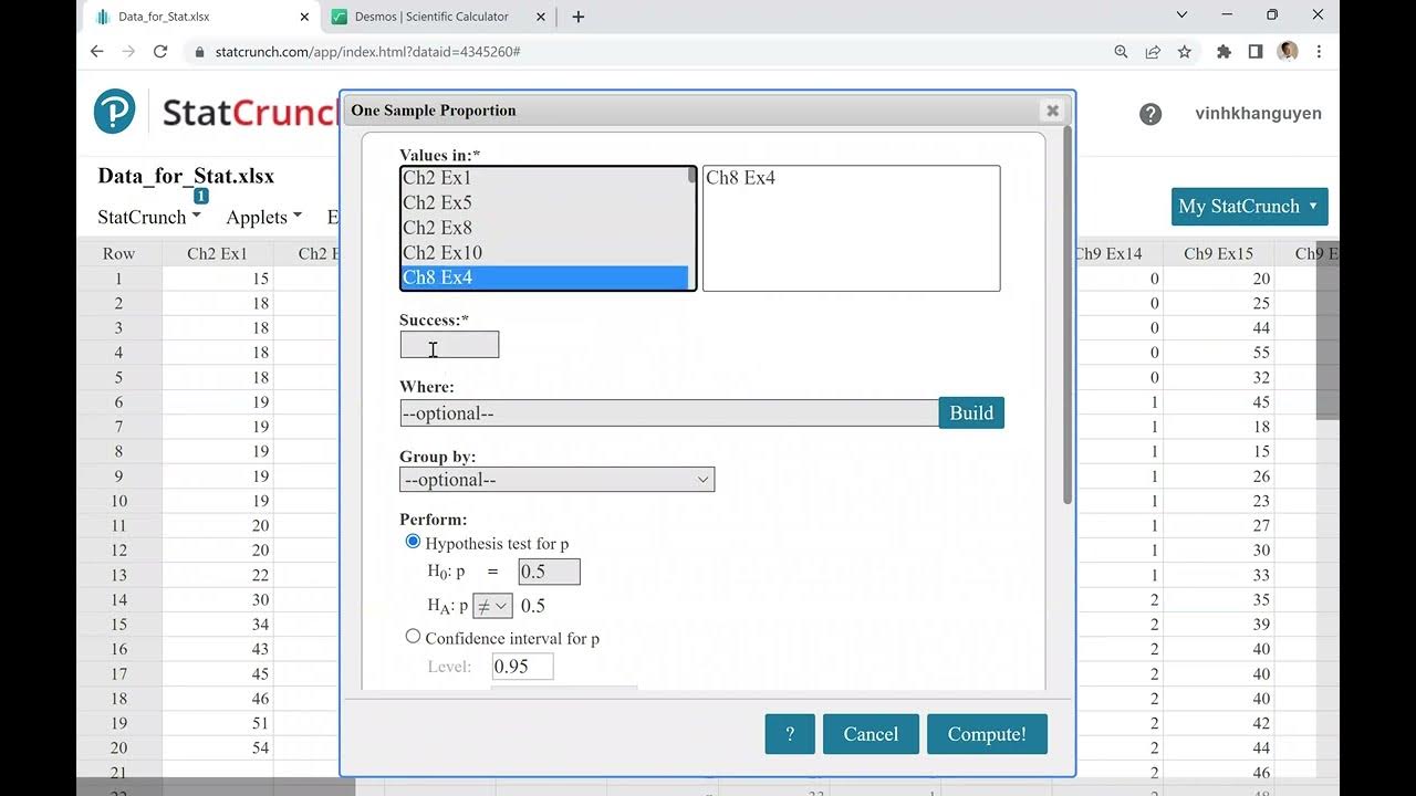 Ch8 How to Use StatCrunch to Construct Confidence Interval to Estimate a Population Proportion ...