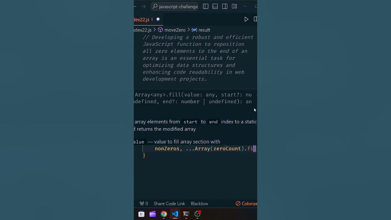 Javascript Move All Zeros To End In A 1d Array 🤔 Shorts Youtubeshorts Coding Javascript 8249