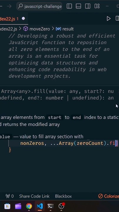 Javascript move all zeros to end in a 1D Array 🤔 #shorts #youtubeshorts #coding #javascript ...
