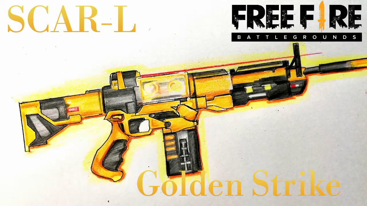 How to draw Golden Strike Scar || Vẽ Scar Công Nghệ Vàng || Garena Free ...