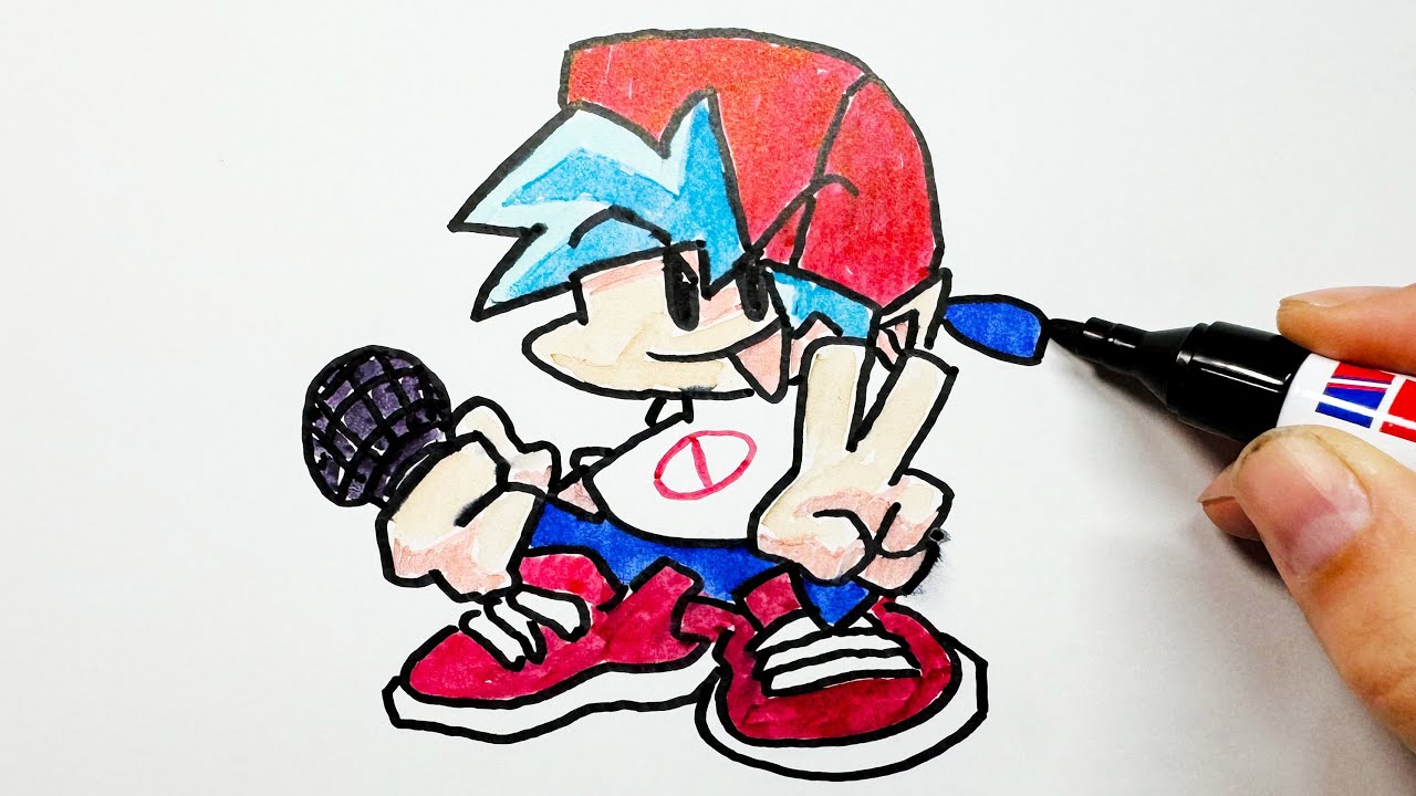 How to Draw Boyfriend From Friday Night Funkin' - YouTube