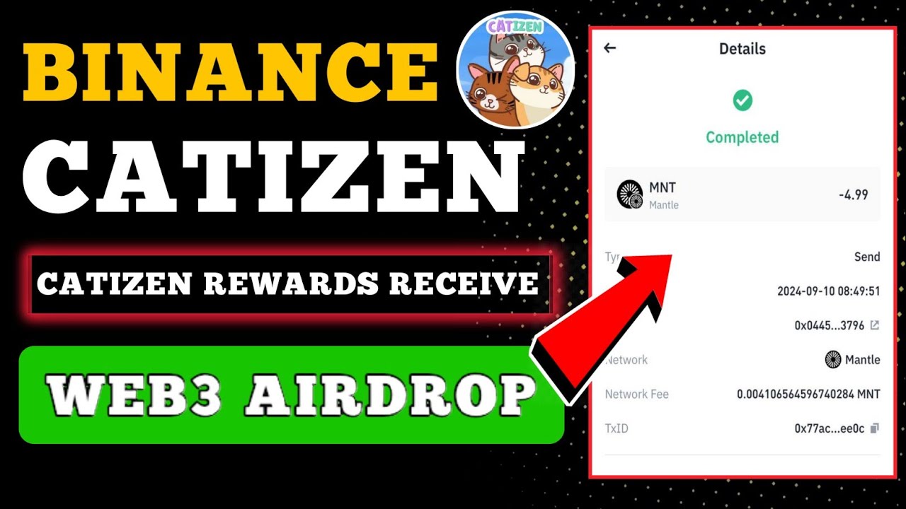 Binance Web3 Catizen $MNT Reward Receive 😱 Binance Web3 Airdrop Today 🤑 - YouTube