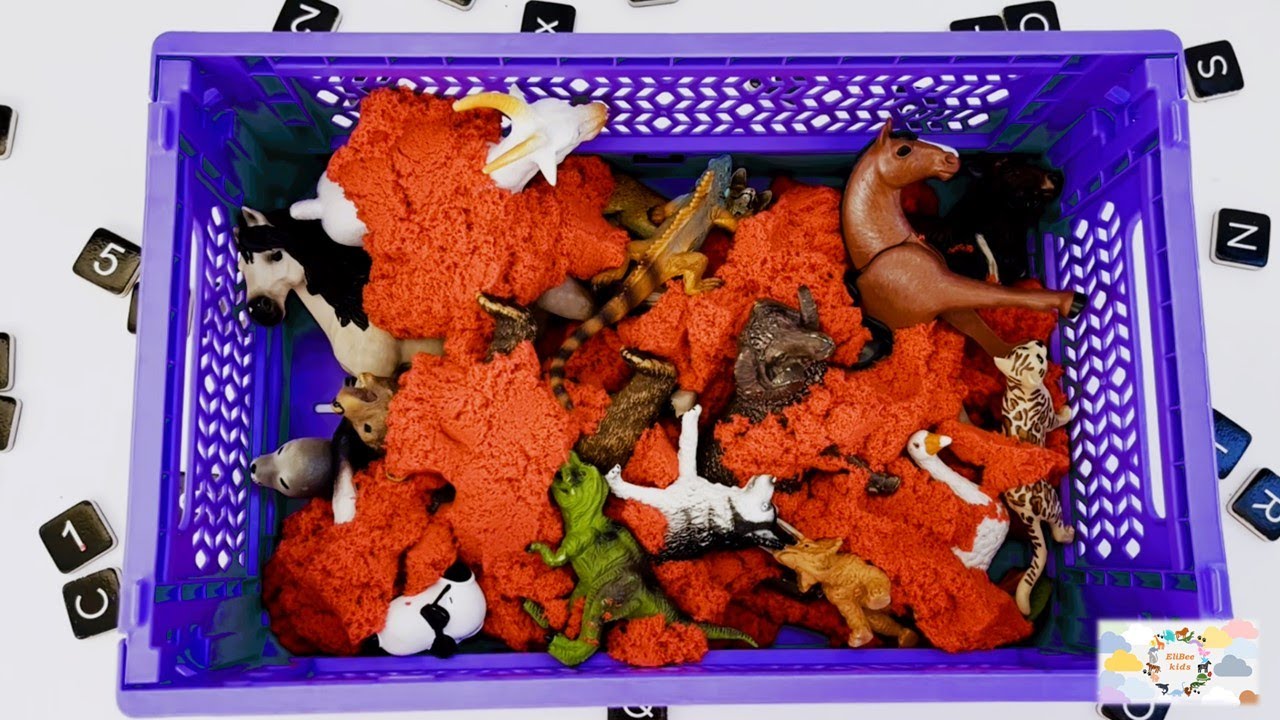 Animal Toy collection | Fun Animal Figurines in a kinetic Sand Box ...