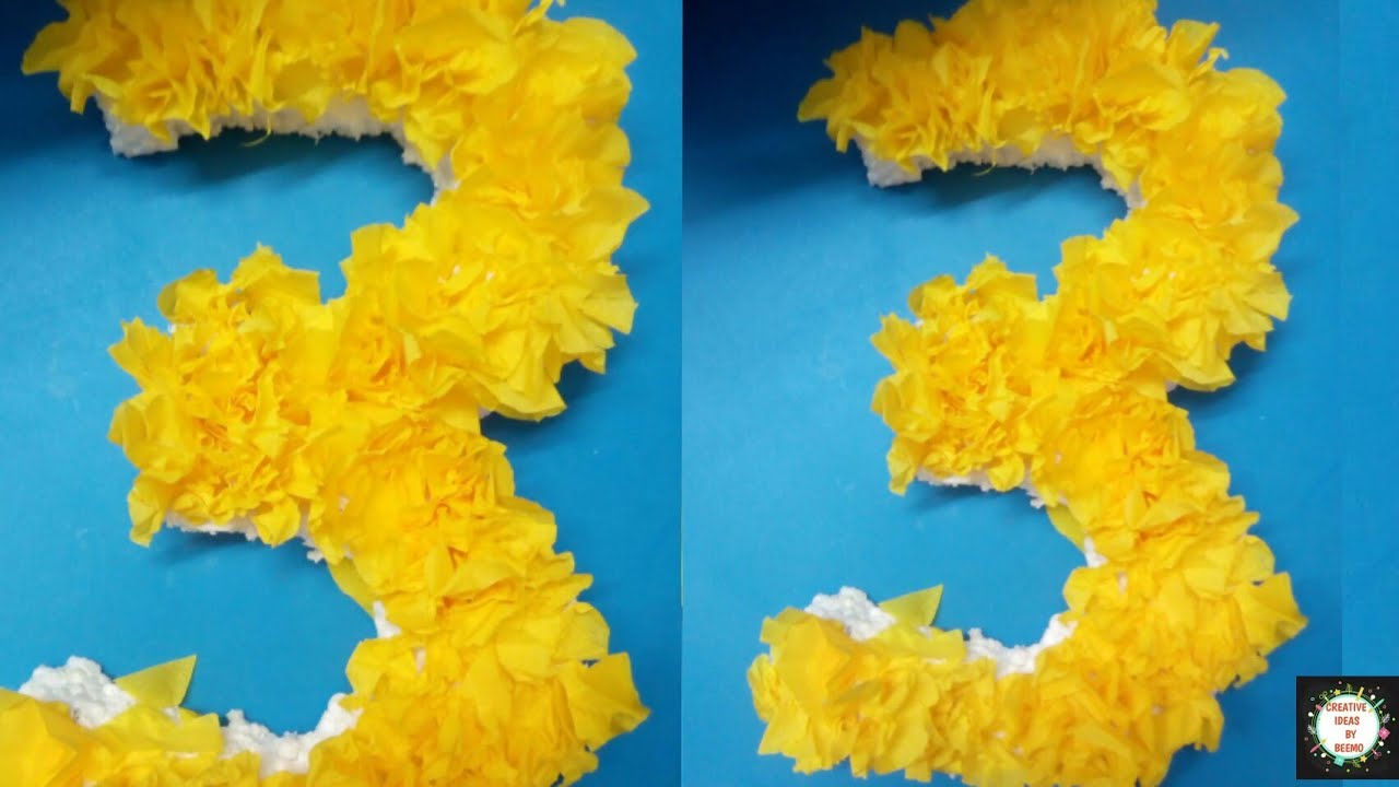 Diy 3d Floral Letter "3" for Birthday Decoration | Birthday Decoration ...