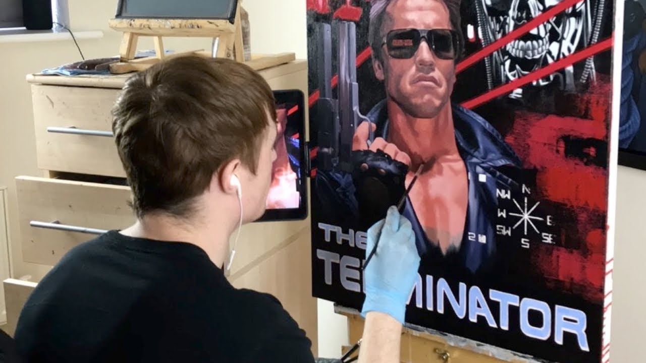 The Terminator | Oil and acrylic painting time-lapse - YouTube