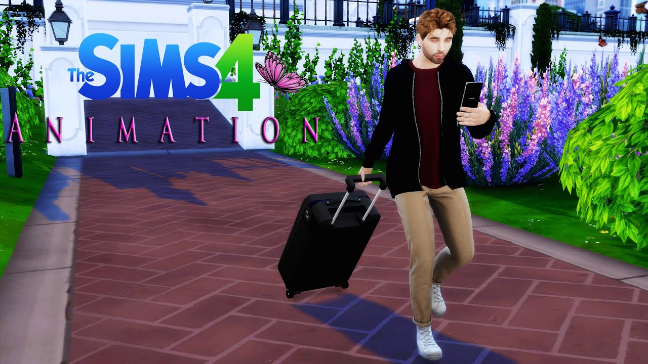THE SIMS 4 REALISTIC ANIMATION - PACK WALKING WITH SUITCASE AND PHONE ...