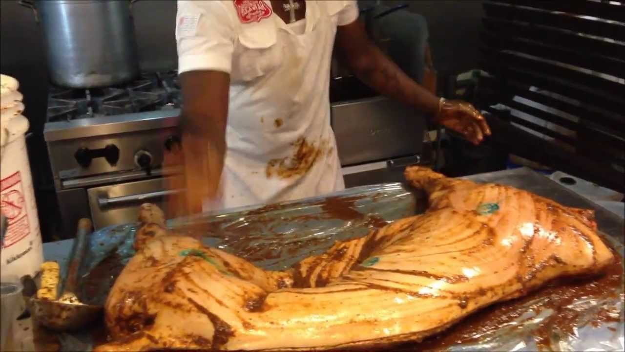 WOW! JERK PIG. JAMAICANS. THEY JERKED A 1/2 PIG. 50LBS - YouTube