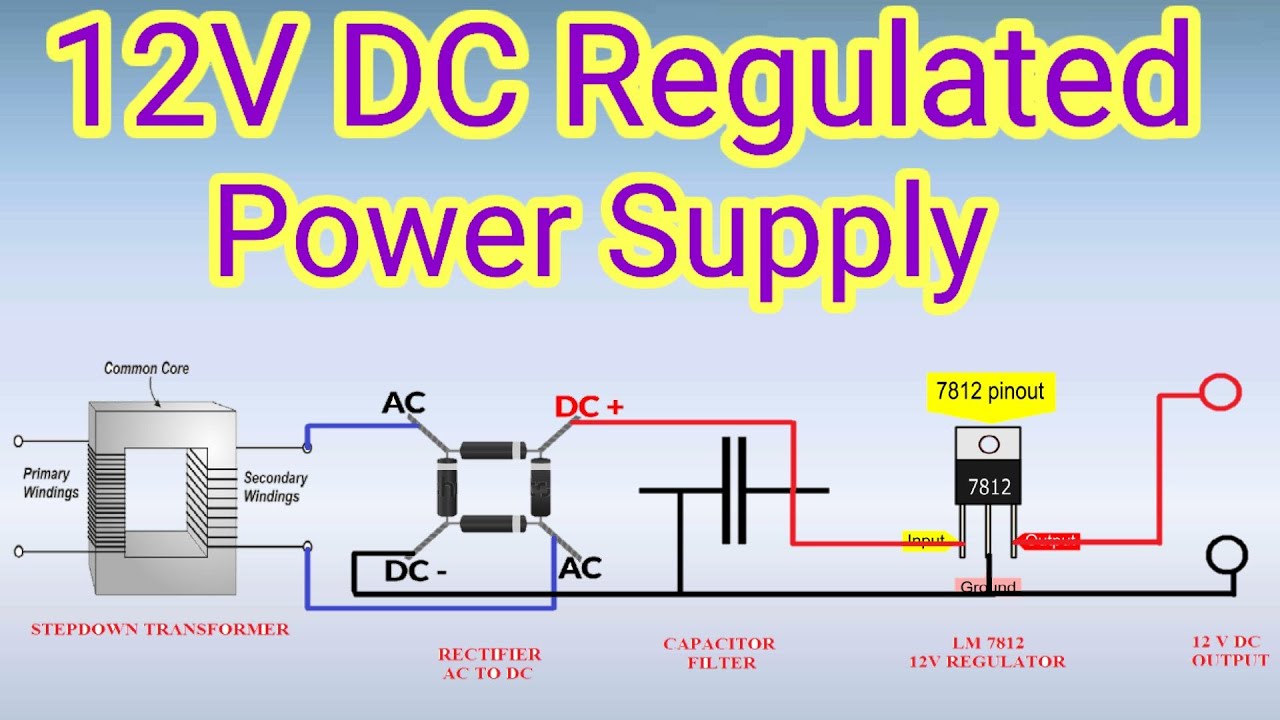 12 Volt DC regulated Power Supply circuit using LM 7812 in Tami - YouTube