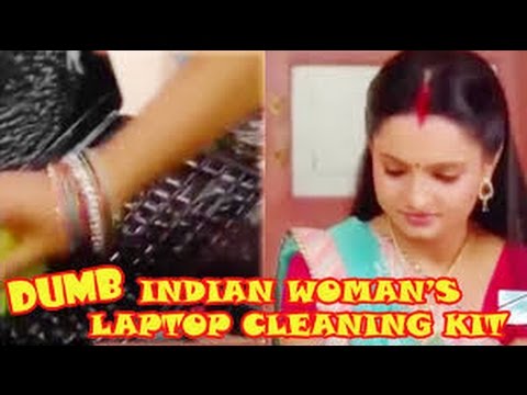 Funky indian girl wash laptop - YouTube