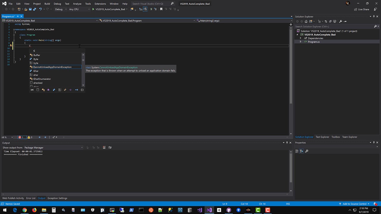 Visual Studio 2019 AutoComplete Regression YouTube Visual Studio 2019 AutoComplete Regression YouTube