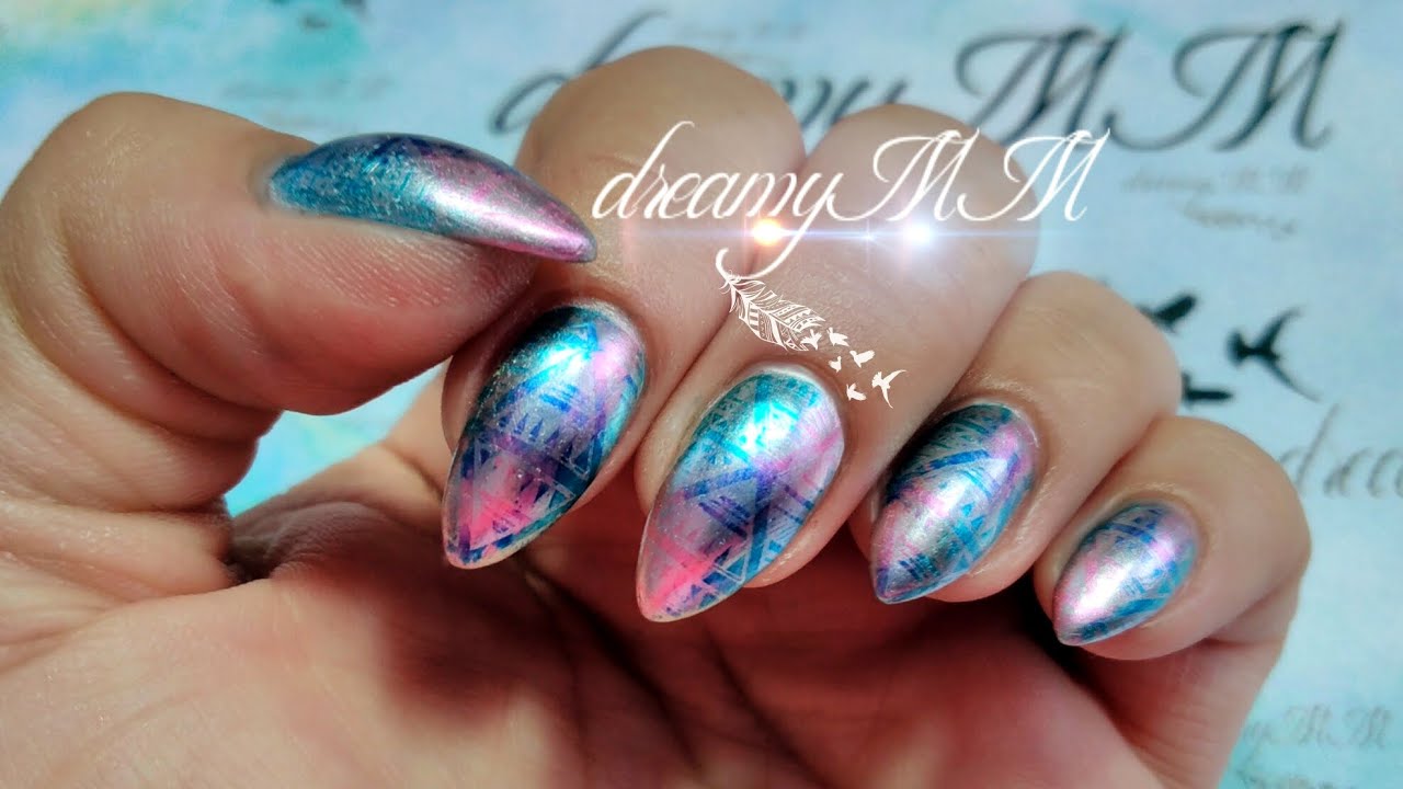 Mirror Tribal Sharpie Stamping Nail Art - YouTube