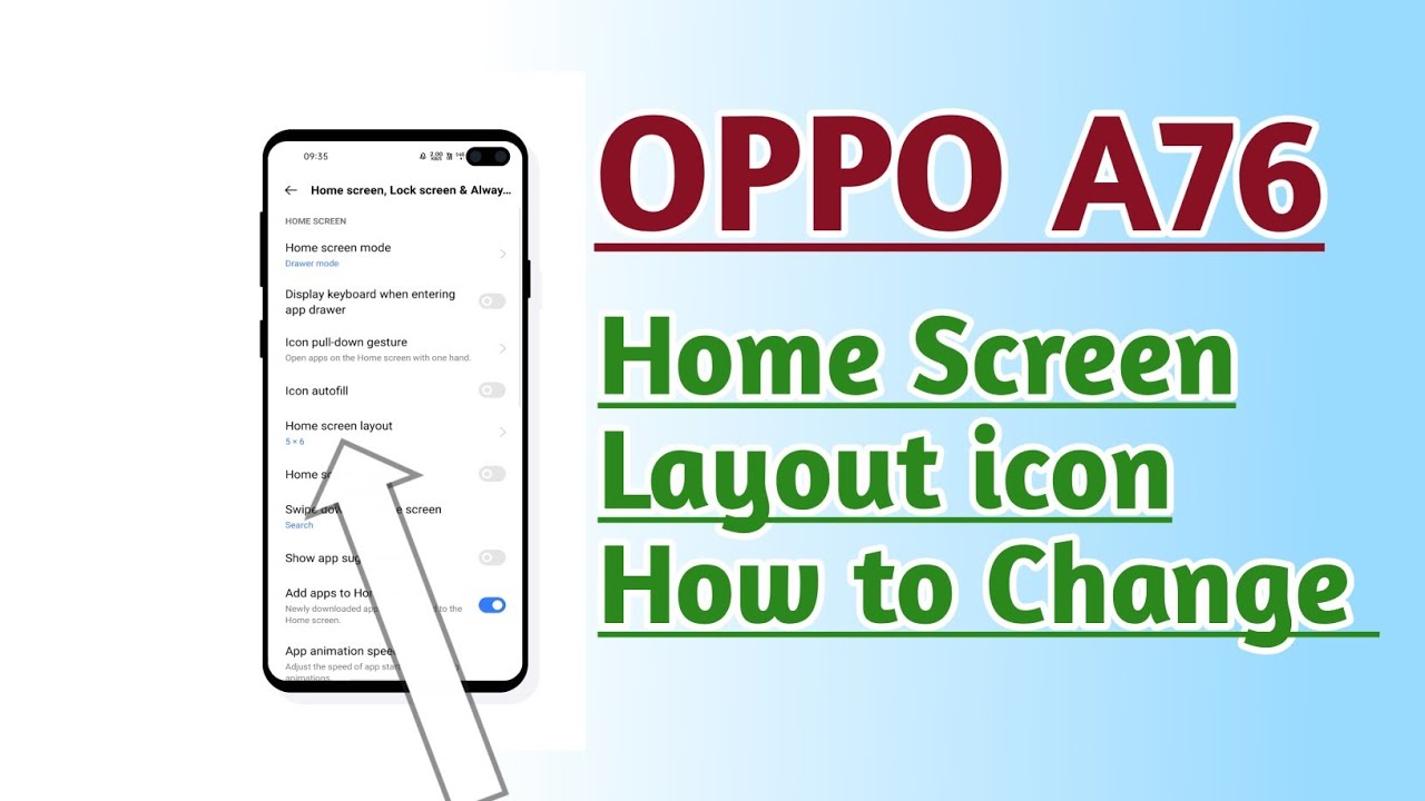OPPO A76 Home Screen layout icon How to Change - YouTube