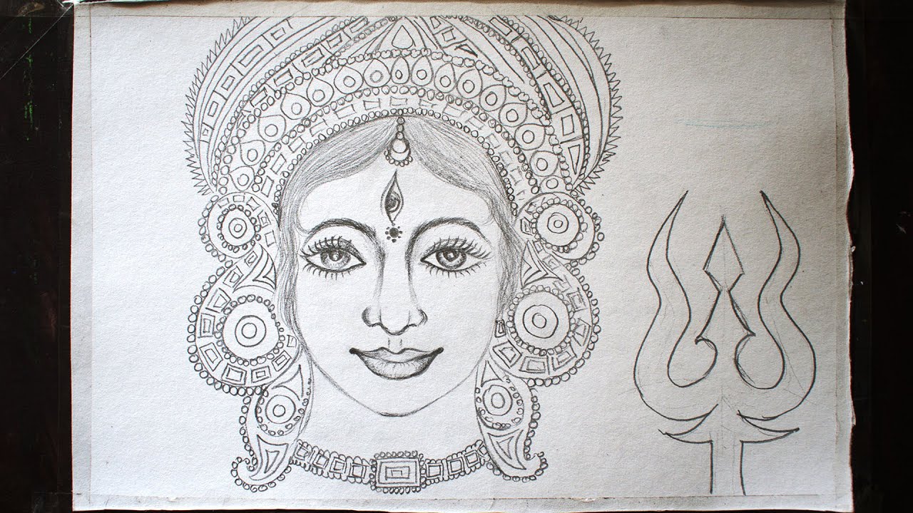 How to Draw Dussehra Navratri Festival Drawing / Durga Mata Drawing ...