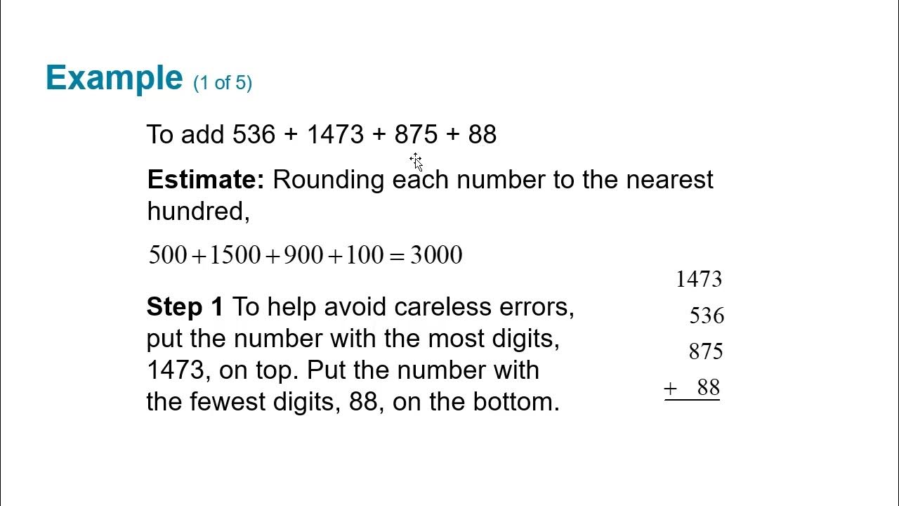 Rounding, Estimating and Adding Whole Numbers - YouTube