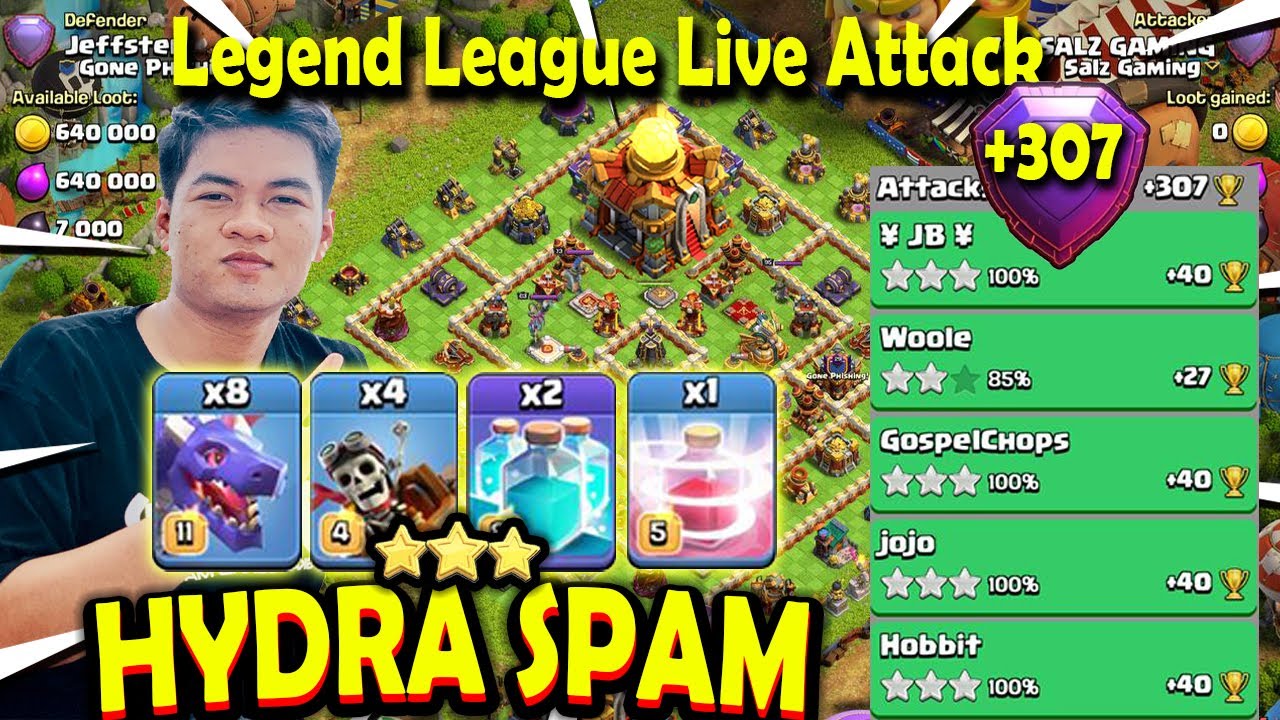 +307🏆 TH16 Hydra Spam Attack Strategy 3 stars l Dragon Attack l Legends ...