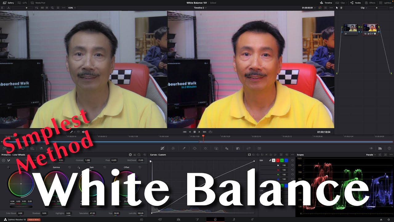 DaVinci Resolve 18 - White Balance - Simplest Method - YouTube