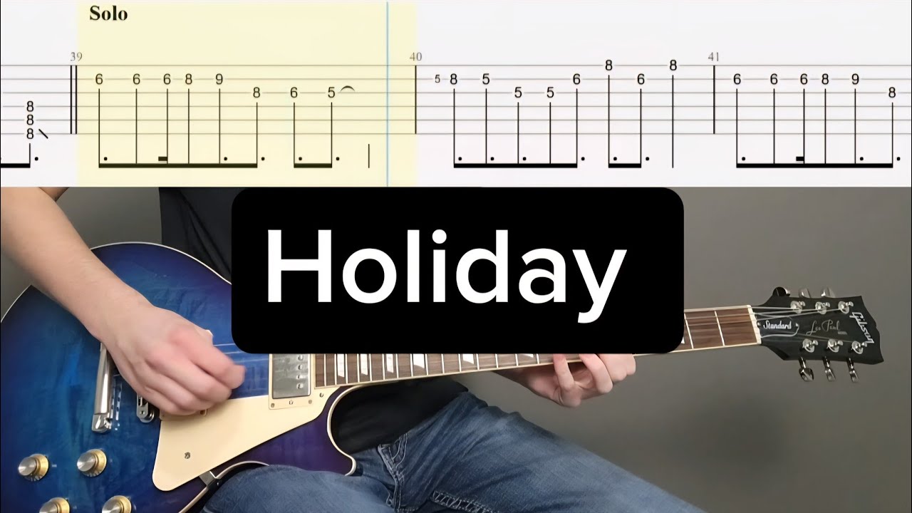 Green Day - Holiday Guitar Tab | Cover | Tutorial - YouTube