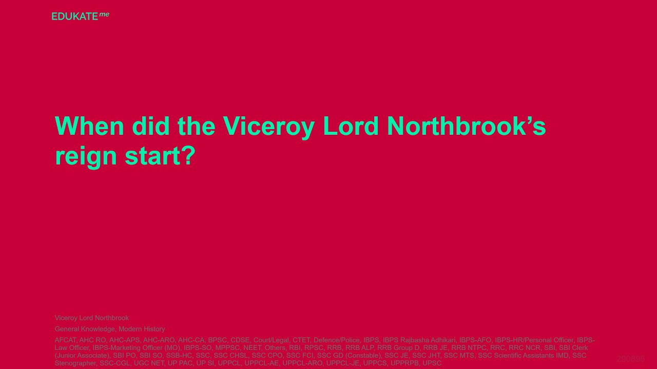 When did the Viceroy Lord Northbrook’s reign start? - YouTube